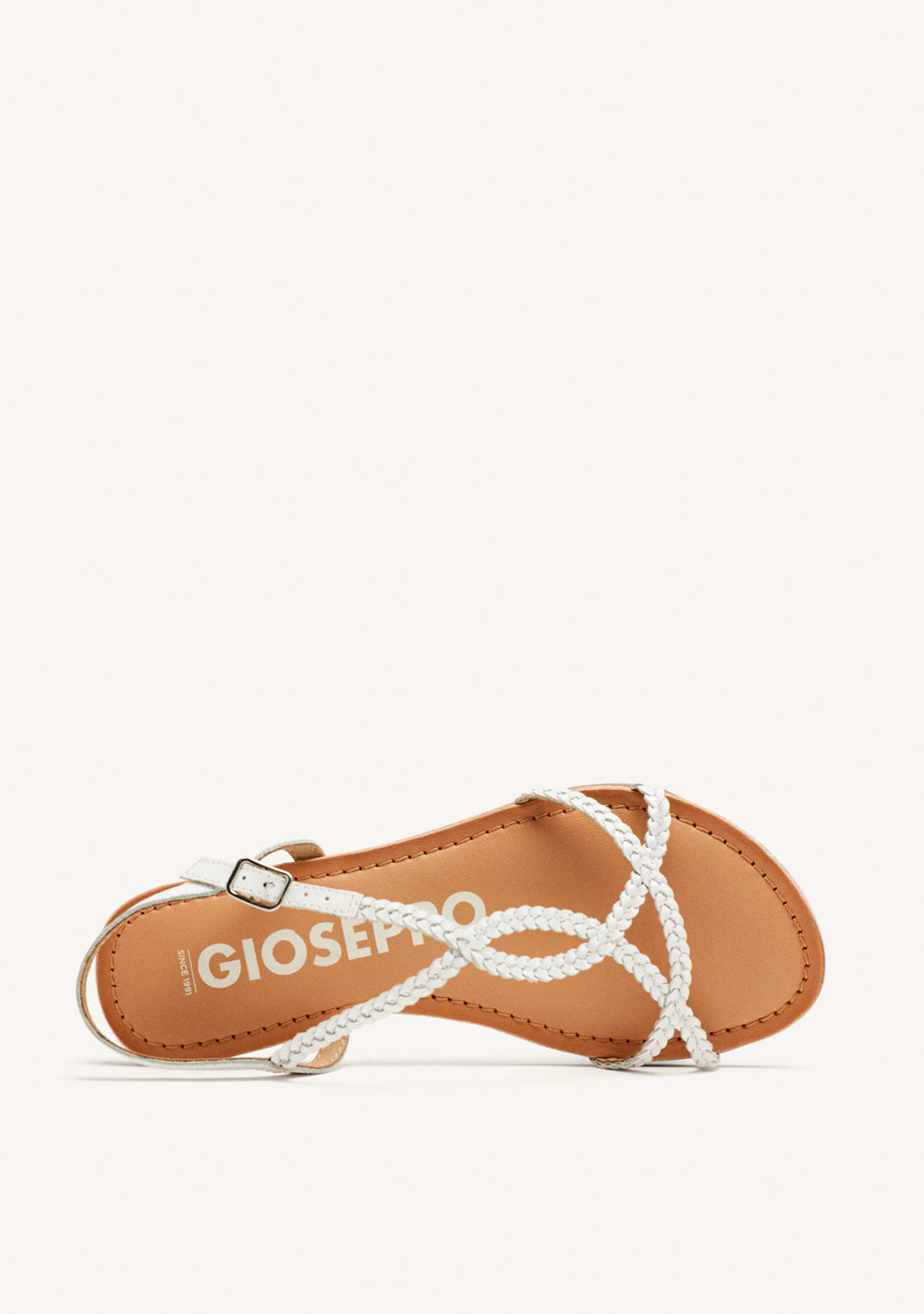 Nioaque women's white sandals with thin braided straps